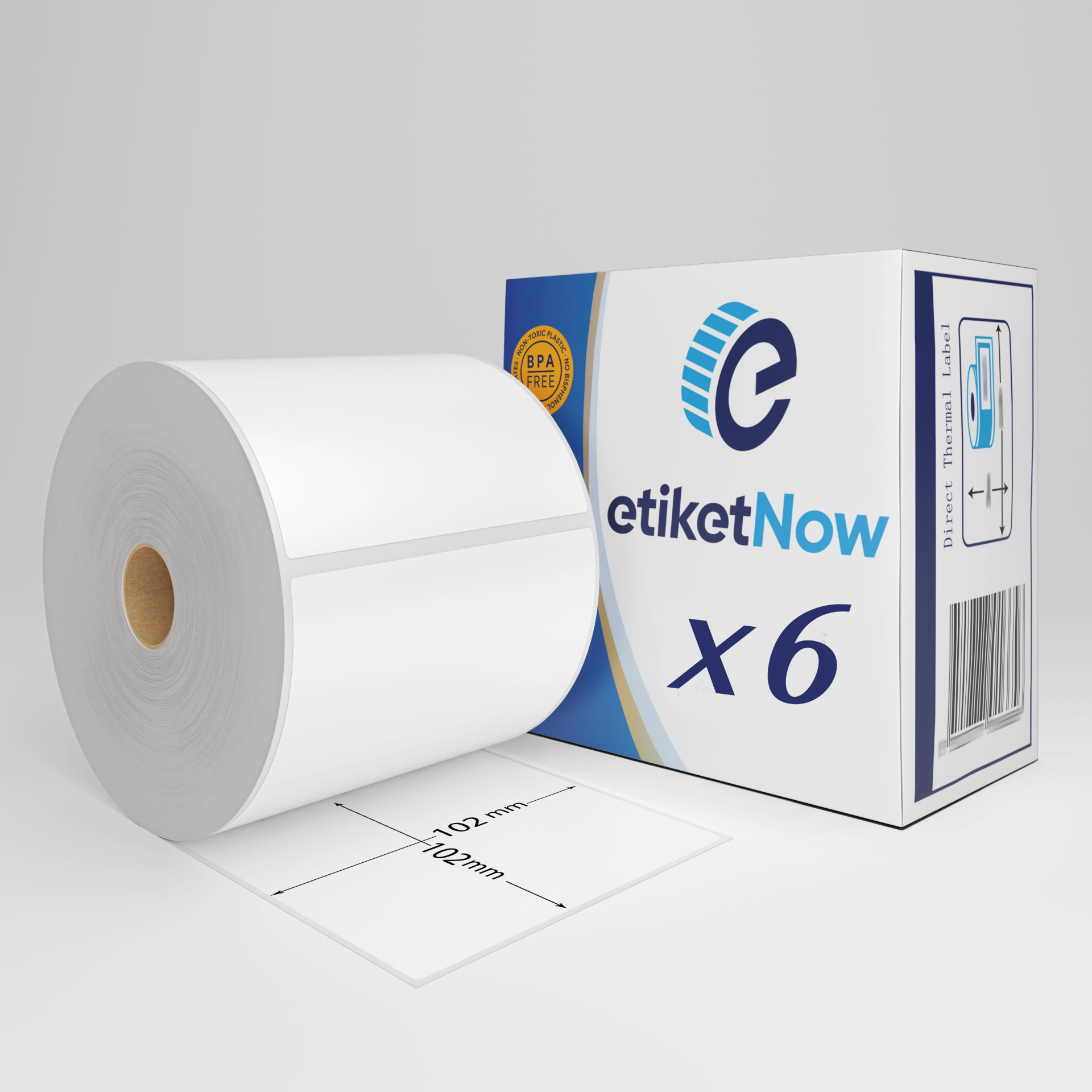 6 Rolls of Zebra 800264-405 Compatible Labels, 102 mm x 102 mm, 700 La