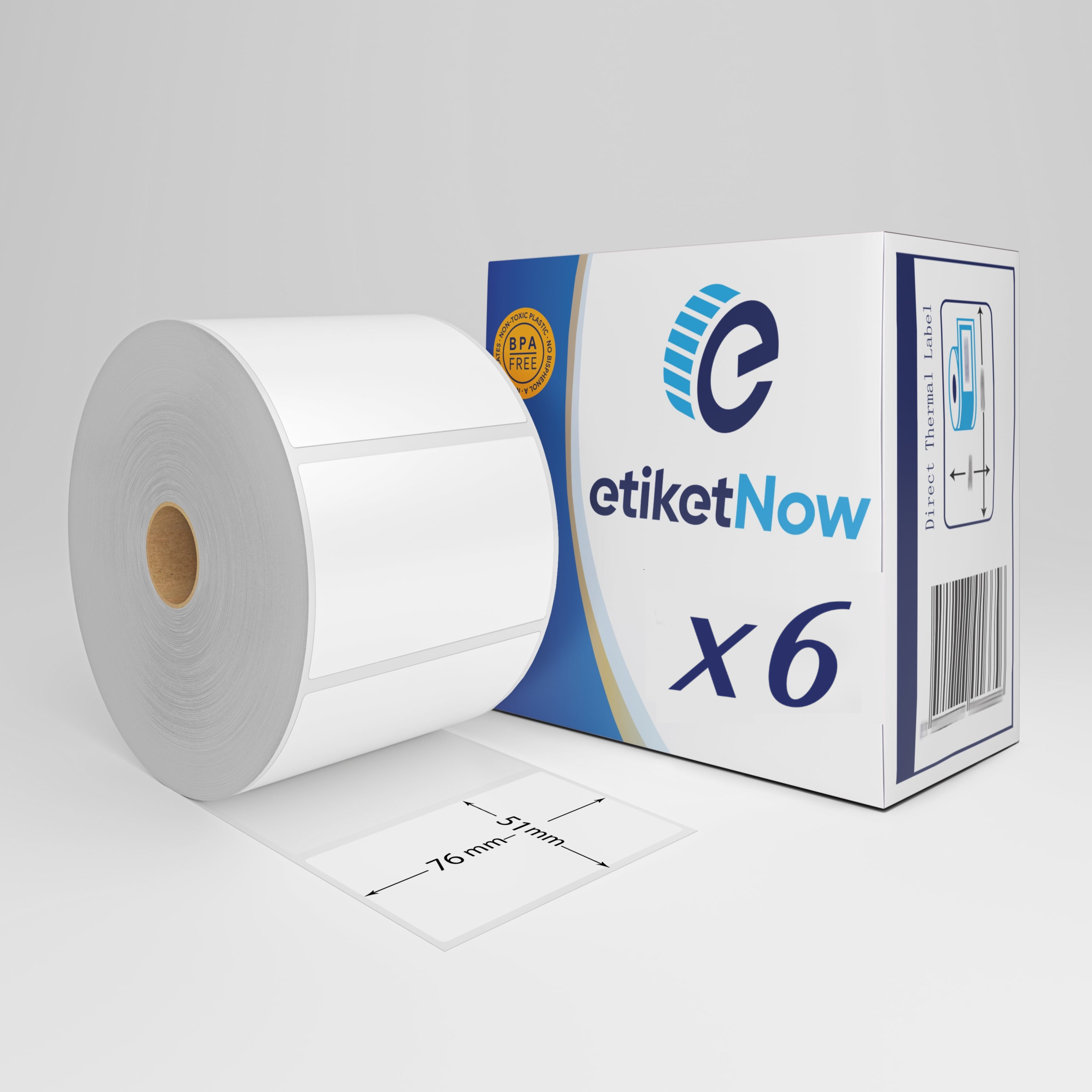 6 Rolls of Zebra 800283-205 Compatible Labels, 76 mm x 51 mm, 1370 Lab